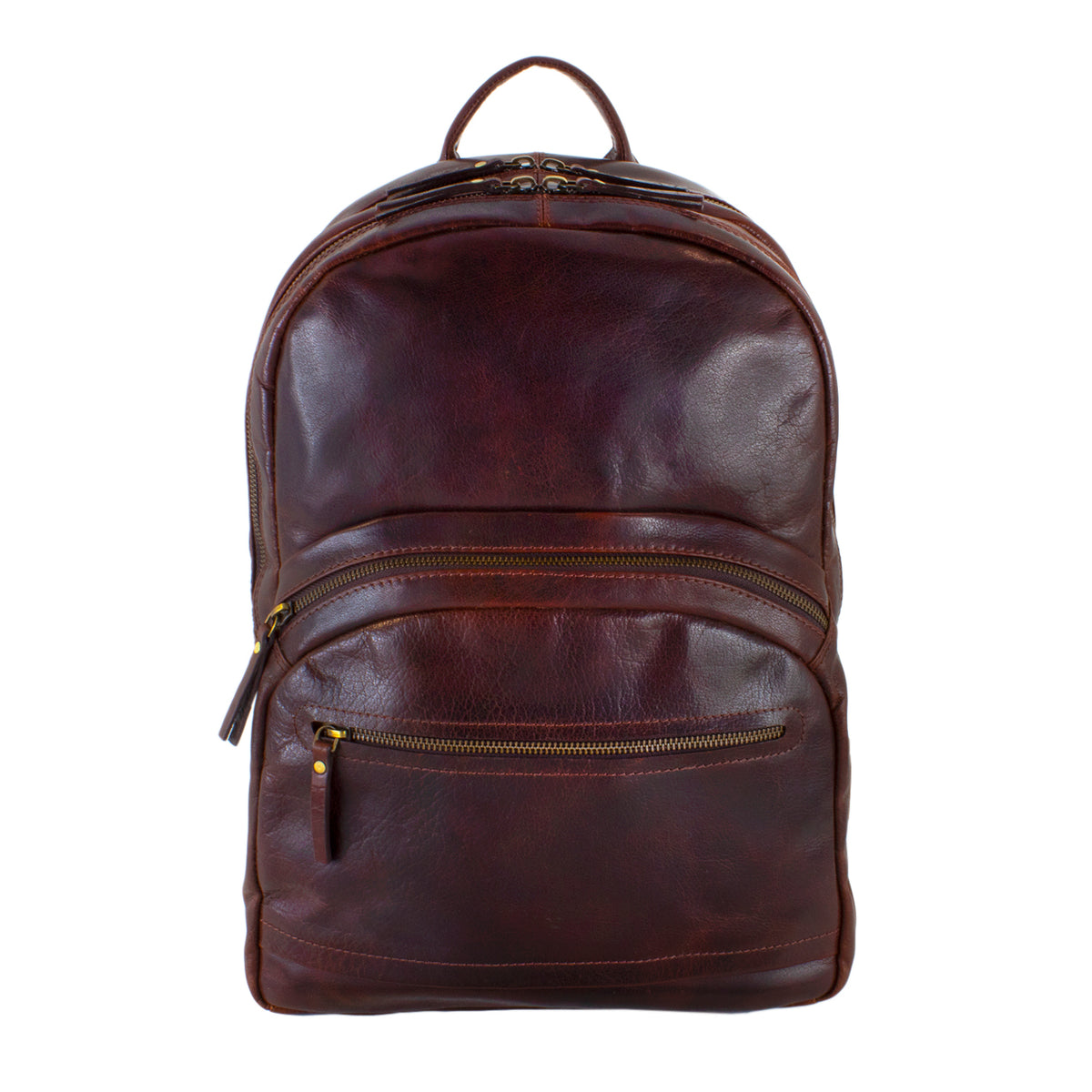 Cheyenne Hand-Stained Water Buffalo 2- Section Backpack w/USB Connecti ...